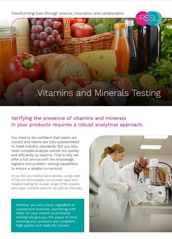 RSSL Vitamins and Minerals Testing Flyer